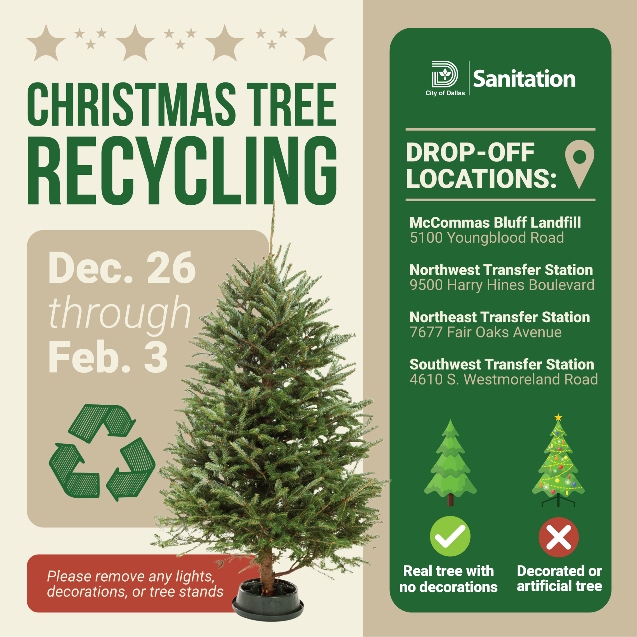 City of Dallas Christmas Tree Recycling 2024 - Dallas City News