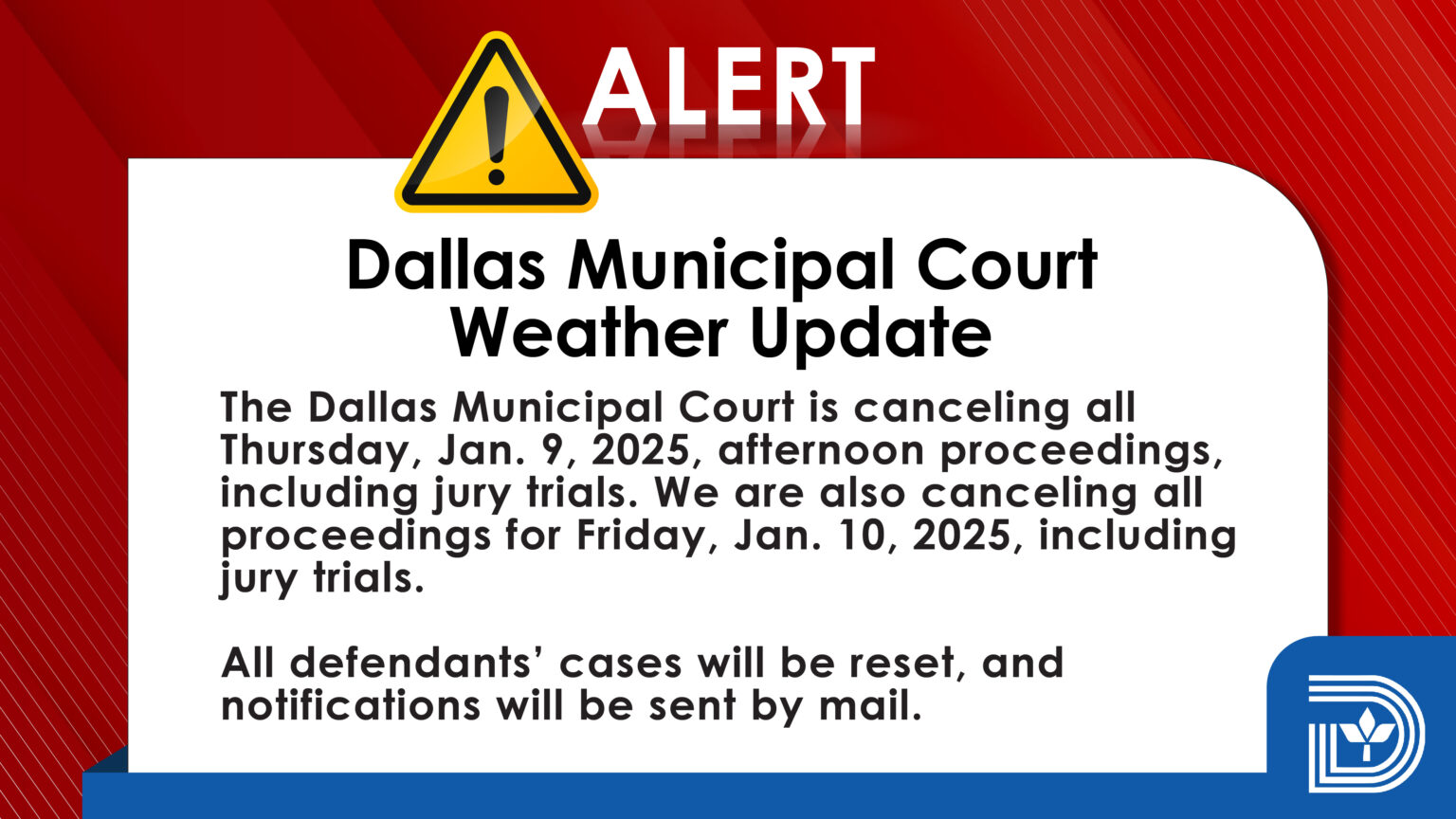 City of Dallas Facility Closures and Service Updates Due to Inclement ...